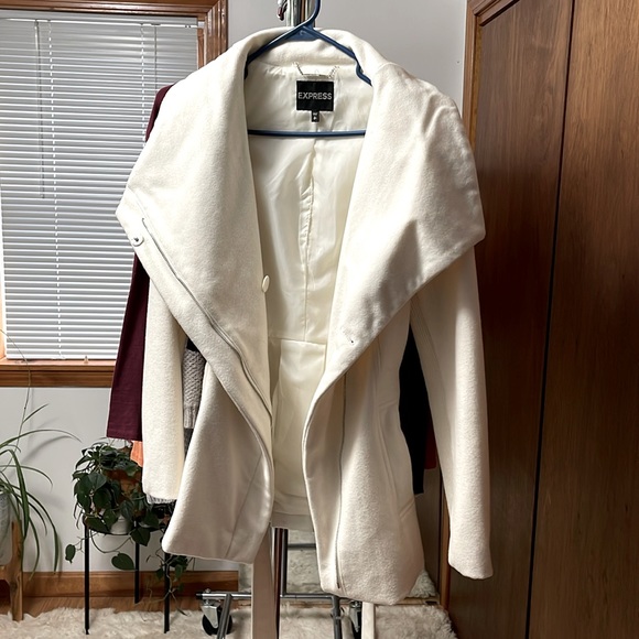 Express | Jackets & Coats | Express Coat In Cream White Small | Poshmark